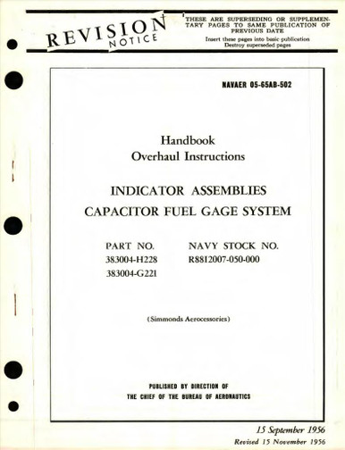 Overhaul Instructions for Indicator Assemblies Capacitor Fuel Gage ...