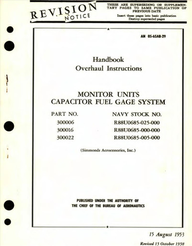Handbook Overhaul Instructions Monitor Units Capacitor Fuel Gage System ...