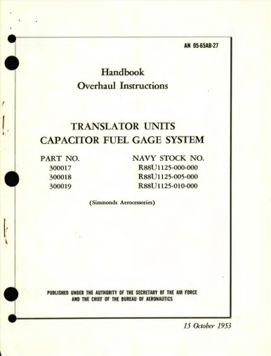 Overhaul Instructions for Translator Units Capacitor Fuel Gage System ...