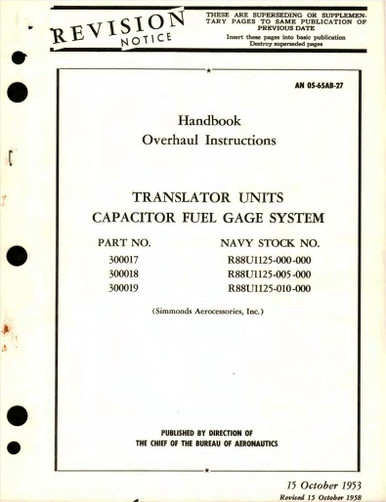 Handbook Overhaul Instructions for Translator Units Capacitor Fuel Gage ...