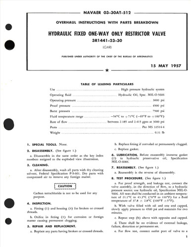 Overhaul Instructions with Parts Breakdown for Hydraulic Fixed One Way ...