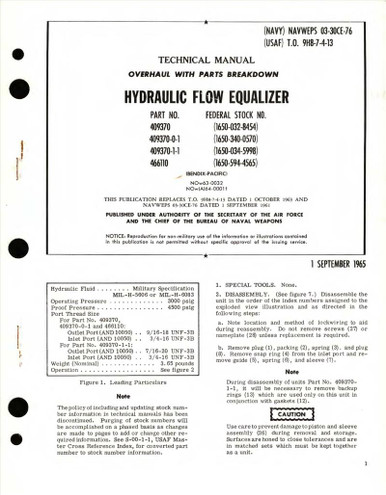 Overhaul Instructions with Parts Breakdown for Hydraulic Flow Equalizer ...