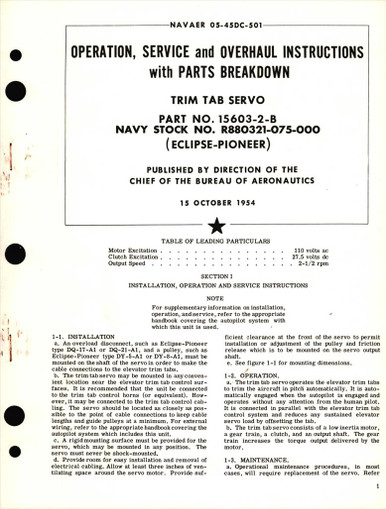Operation, Service and Overhaul Instructions with Parts Breakdown for ...