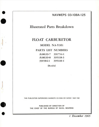 Illustrated Parts Breakdown for Float Carburetor Model NA-Y9E1 Parts ...
