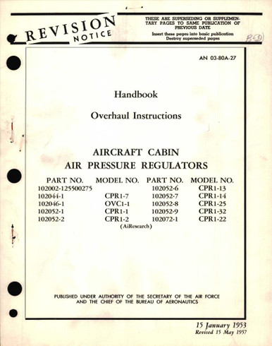 Overhaul Instructions for Aircraft Cabin Air Pressure Regulators Part ...