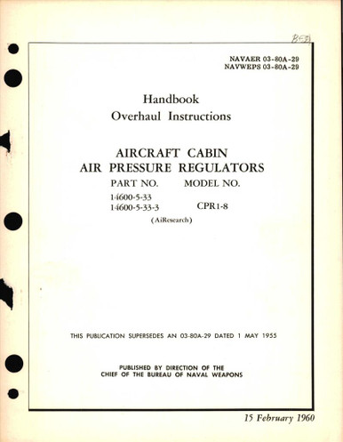 Overhaul Instructions for Aircraft cabin Air Pressure Regulators Part ...