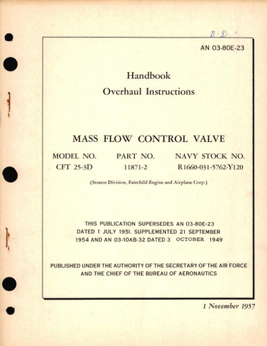 Overhaul Instructions for Mass Flow Control Valve Model No. CFT 25-3D ...