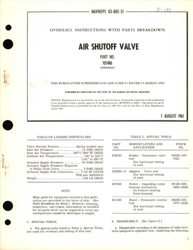 Overhaul Instructions with Parts Breakdown for Air Shutoff Valve Part ...