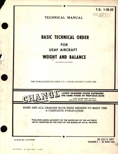 Technical Manual for Basic Technical Order for USAF Aircraft Weight and ...