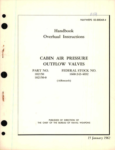 Overhaul Instructions for Cabin Air Pressure Outflow Valves Part No ...
