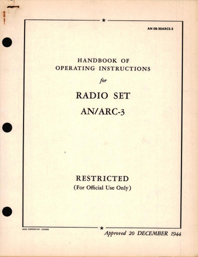 Operation Instructions for Radio Set AN/ARC-3 - AirCorps Library