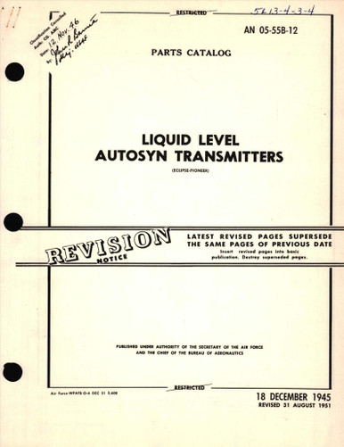 Parts Catalog for Liquid Level Autosyn Transmitters - AirCorps Library