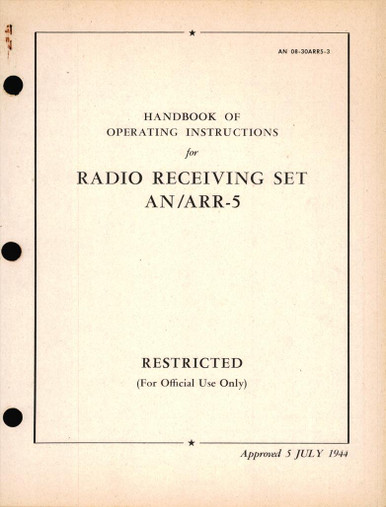 Operating Instructions for Radio Receiving Set AN/ARR-5 - AirCorps Library