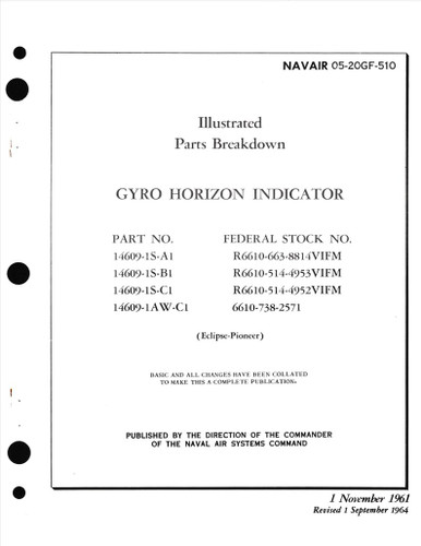 Illustrated Parts Breakdown for Gyro Horizon Indicator Part No. 14609 ...