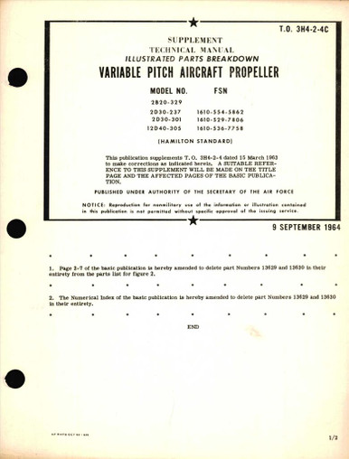 Supplement Illustrated Parts Breakdown for Variable Pitch Aircraft ...