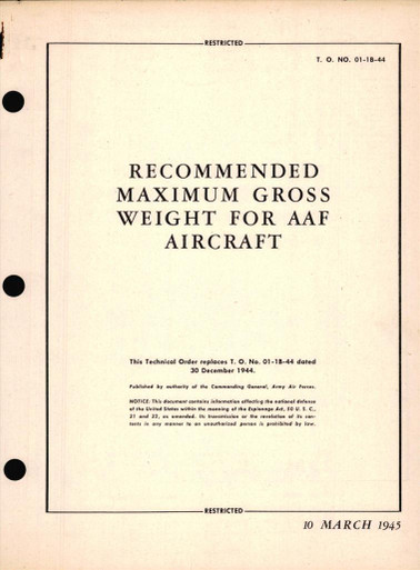 Recommended Maximum Gross Weight for AAF Aircraft - AirCorps Library