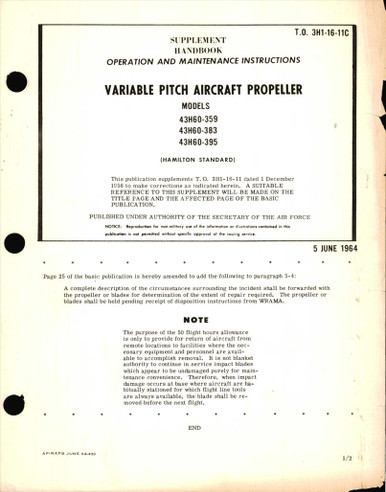 Supplement Operation and Maintenance Instructions for Variable Pitch ...
