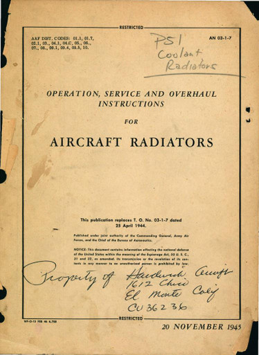 Operation, Service and Overhaul Instructions for Aircraft Radiators ...
