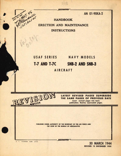 Erection and Maintenance Instructions for USAF Series T-7 and T-7C Navy ...