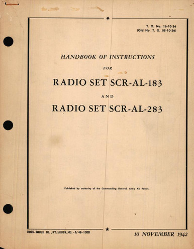 Instructions for Radio Set SCR-AL-183 and Radio Set SCR-AL-283 ...