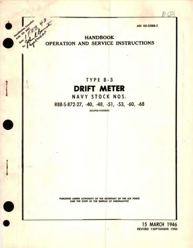 Operation and Service Instructions for Type B-3 Drift Meter Navy Stock ...