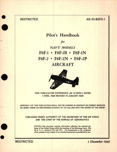 Pilot's Handbook for Navy Models FSF-1, FSF-1B, F8F-1N, FSF-2, F8F-2N ...
