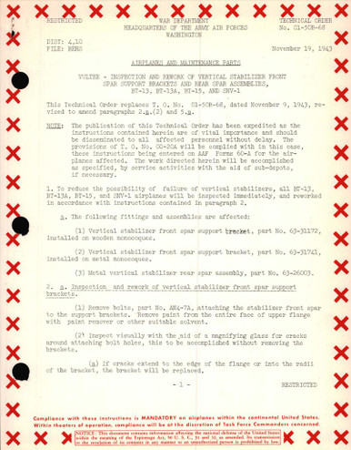 Vultee - Inspection and Rework of Vertical Stabilizer Front SPAR ...