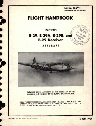 Flight Handbook for USAF Series B-29, B-29A, B-29B, and B-29 Receiver ...