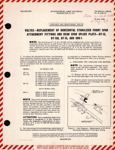 Vultee - Replacement of Horizontal Stabilizer Front SPAR Attachment ...