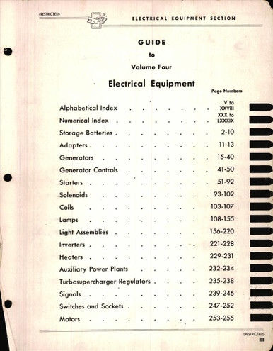 Index of Army and Navy Aeronautical Equipment - Electrical Equipment ...