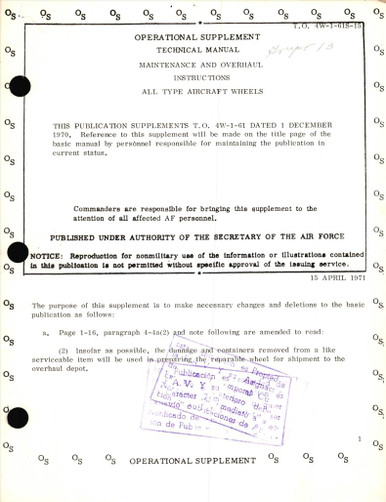 Operational Supplement, Maintenance and Overhaul Instructions for All ...