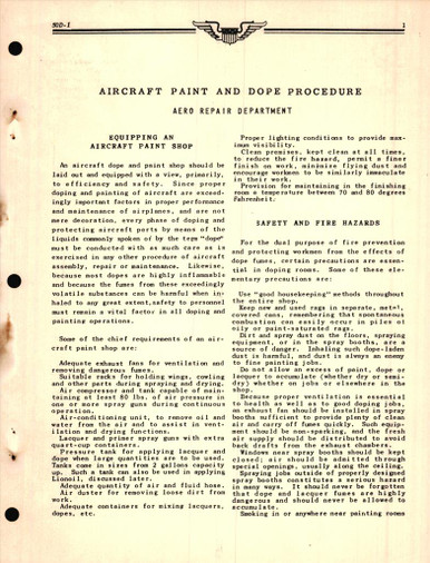 Aircraft Paint and Dope Procedure - Aero Repair Department - AirCorps ...