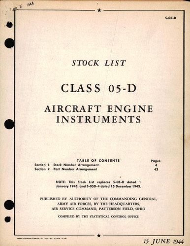 Stock List for Class 05-D Aircraft Engine Instruments - AirCorps Library