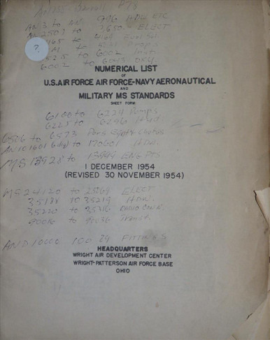 Numerical List of U.S. Air Force - Navy Aeronautical and Military MS ...