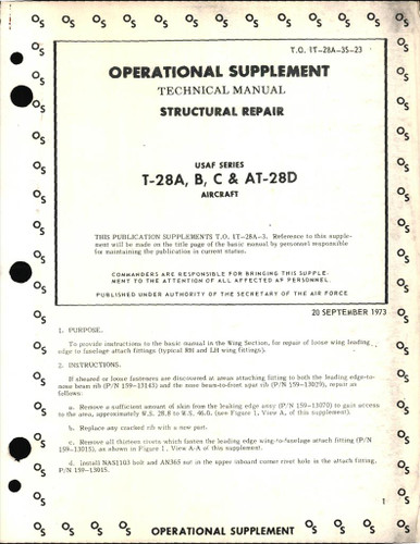 Operational Supplement to Structural Repair for T-28A, T-28B, T-28C and ...