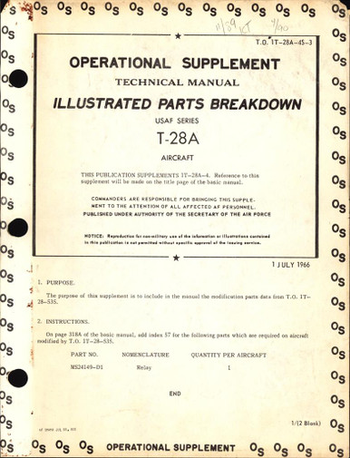 Operational Supplement to Illustrated Parts Breakdown for T-28A ...