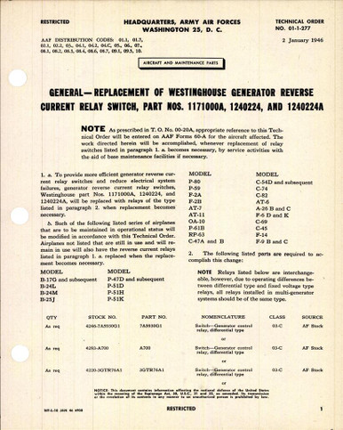 Replacement of Generator Reverse Current Relay Switch - AirCorps Library