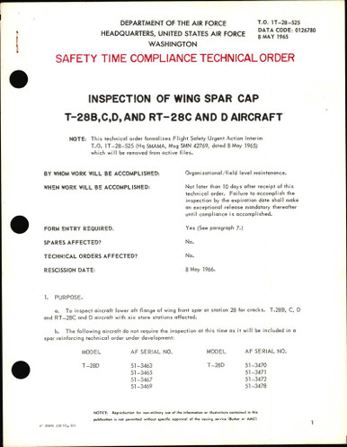 Inspection of Wing Spar Cap For T-28B, C, D, and RT-28C - AirCorps Library