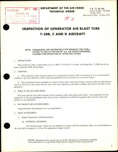 Inspection of Generator Air Blast Tube For T-28B, C and D - AirCorps ...
