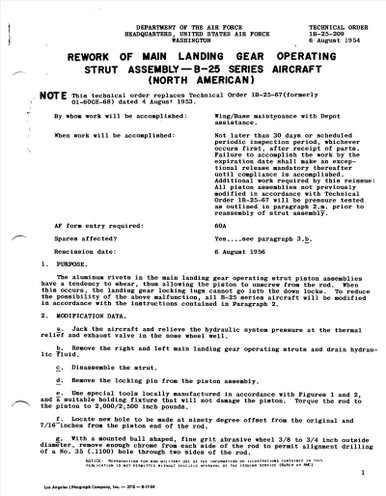 Rework of Main Landing Gear Operating Strut Assembly - B-25 Series ...