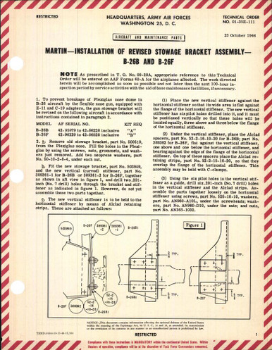 Installation of Revised Stowage Bracket Assembly for B-26B and B-26F ...
