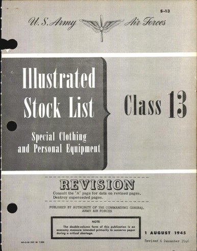 Illustrated Stock List Special Clothing and Personal Equipment ...