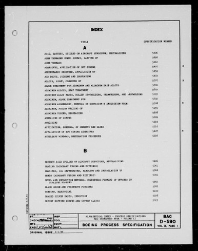 Alphabetical Index - Process Specifications BAC Standards Book - Volume ...