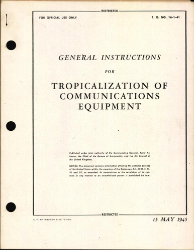 General Instructions for Tropicalization of Communications Equipment ...