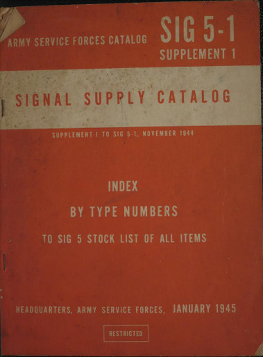 Army Air Forces Signal Supply Catalog Index by Type Numbers - AirCorps ...