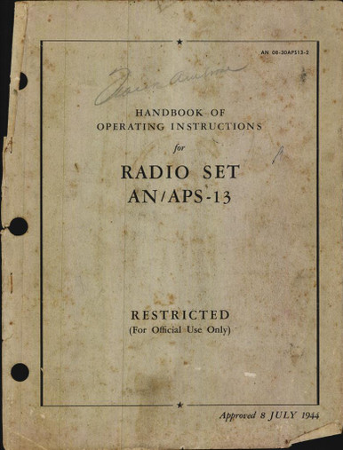 Operating Instructions for Radio Set AN/APS-13 - AirCorps Library