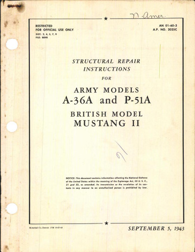 Structural Repair Instructions for Army Models A-36A and P-51A ...