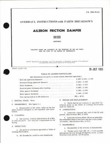 Overhaul Instructions with Parts Breakdown for Aileron Friction Damper ...