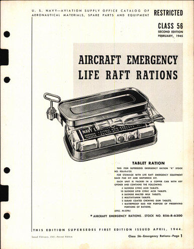 Aircraft Emergency Life Raft Rations - AirCorps Library