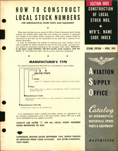 Construction of Local Stock Numbers - Mfr's Name Code Index - AirCorps ...